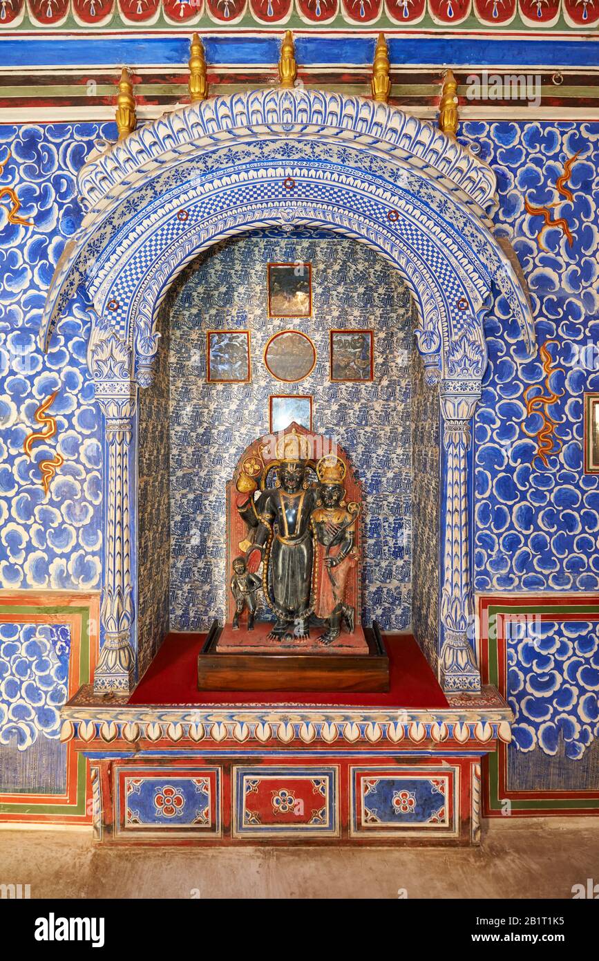 Badal Mahal, colorful decoration with figures inside Junagarh Fort ...