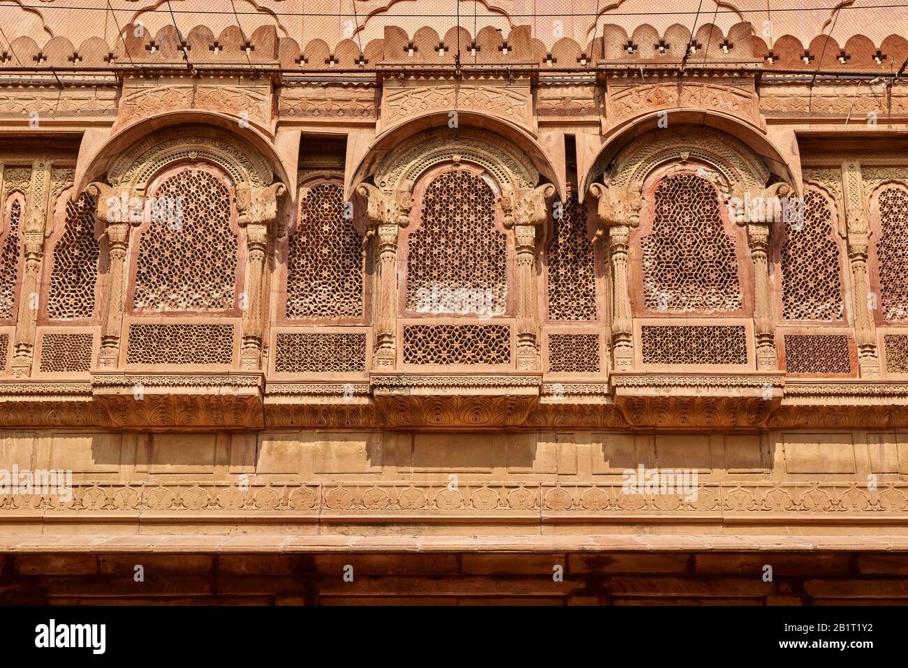 windows in inner courtyard inside Junagarh Fort, Bikaner, Rajasthan ...