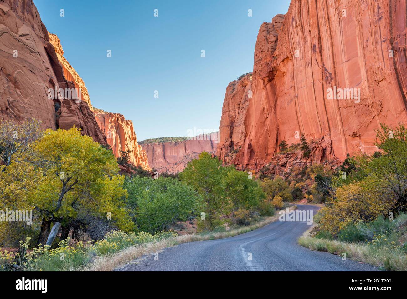 Burr Trail Road in Long Canyon, Wingate Sandstone rocks, Grand ...