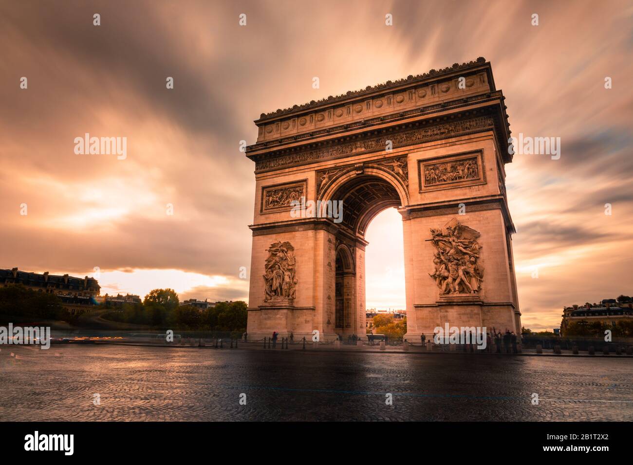 World famous Arc de Triomphe at the city center of Paris, France Stock ...