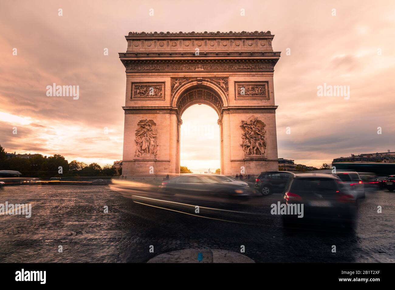 World famous Arc de Triomphe at the city center of Paris, France Stock ...