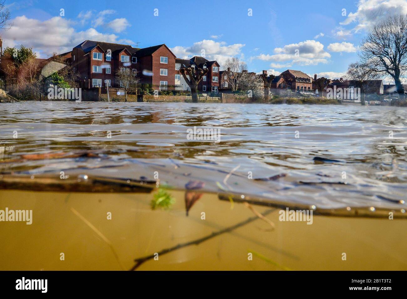 Properties back onto floodwater in Tewkesbury, as the town suffers ...