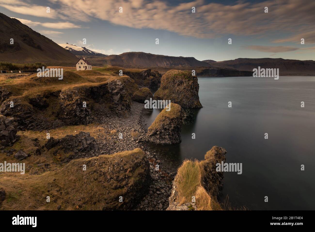 View from Arnarstapi town area in Snæfellsnes peninsula, West Iceland ...