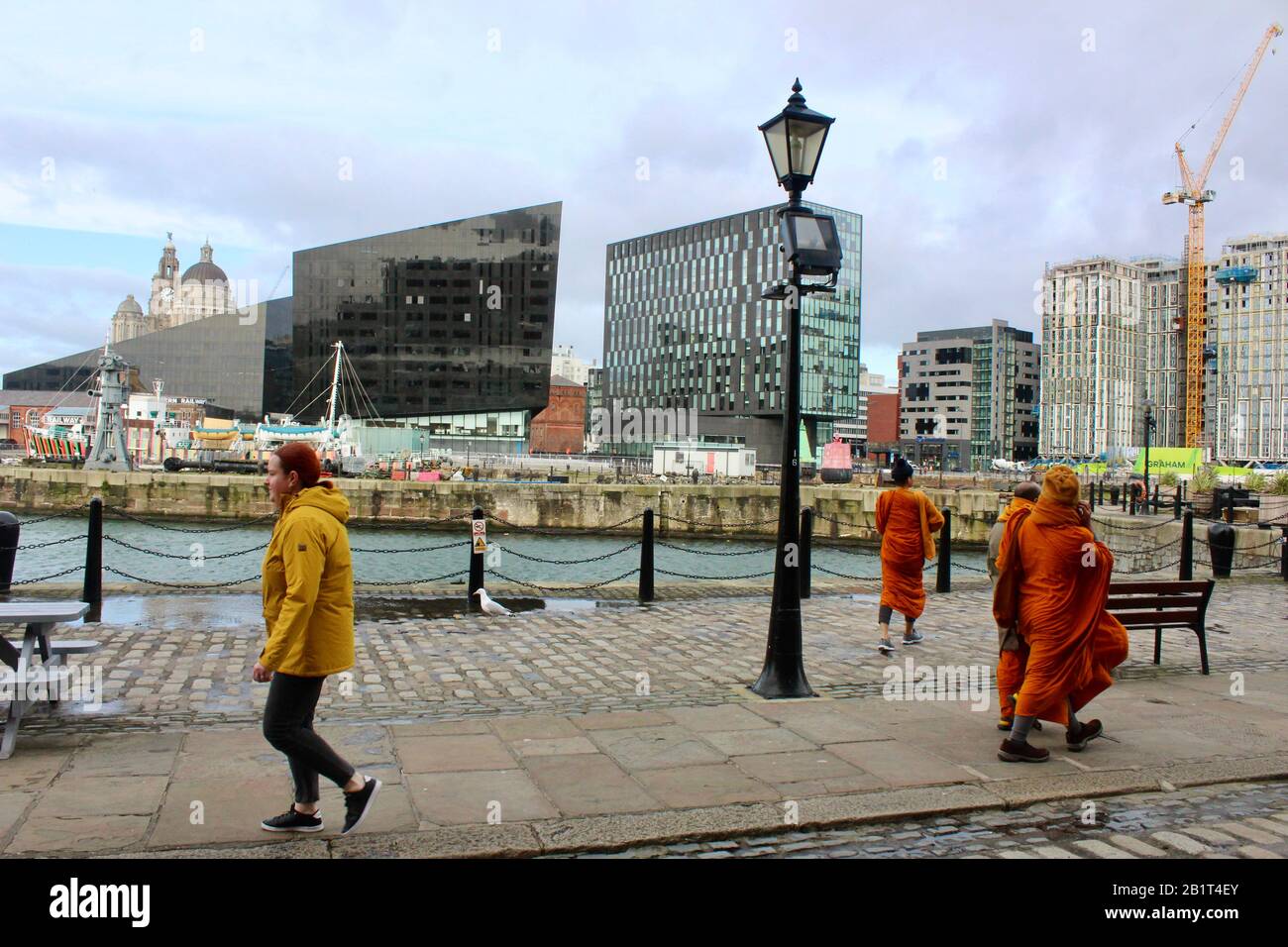 buddhist monks at royal albert dock liverpool england UK Stock Photo ...