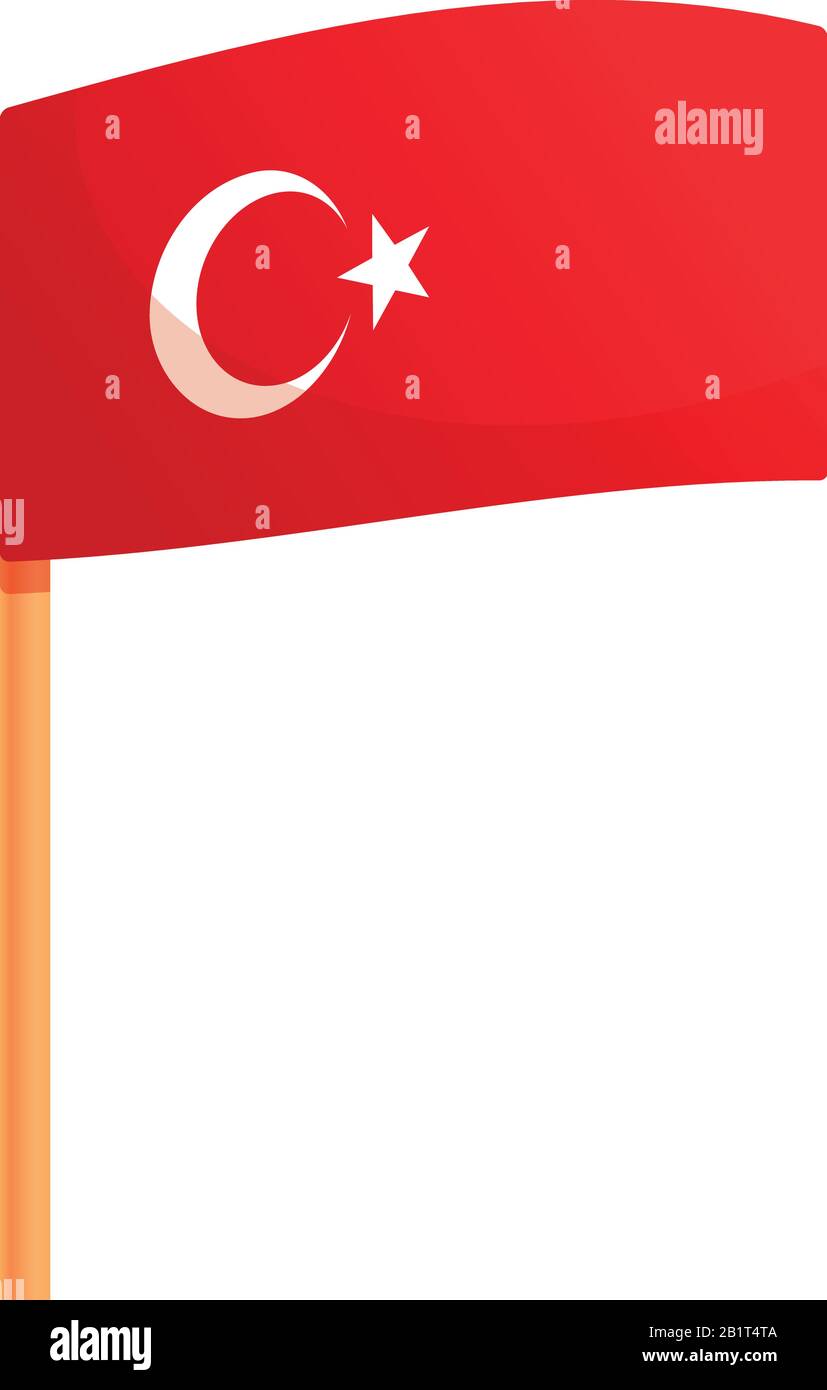 Turkish flag icon. Cartoon of turkish flag vector icon for web design ...