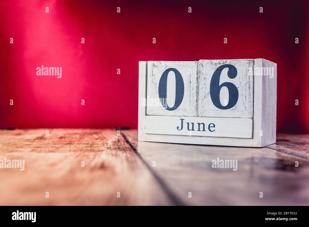 June 6th. Day 6 of month, calendar on business office table, workplace ...