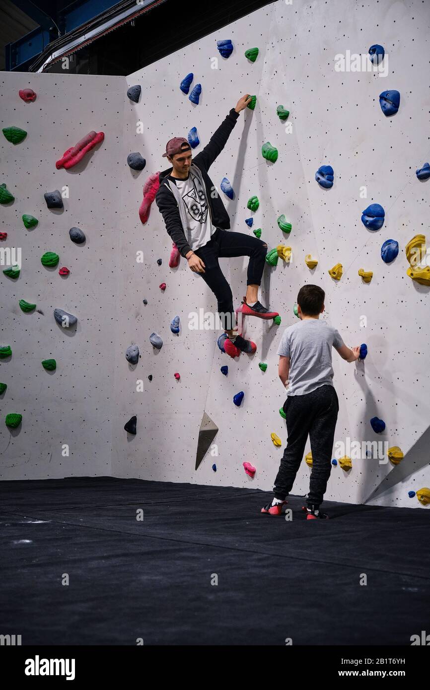 Indoor rock climbing Stock Photo - Alamy