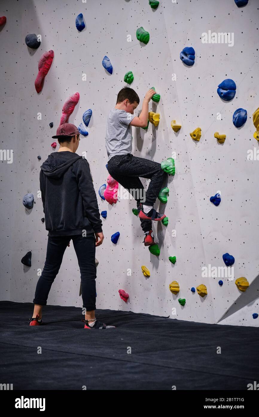 Indoor rock climbing Stock Photo - Alamy