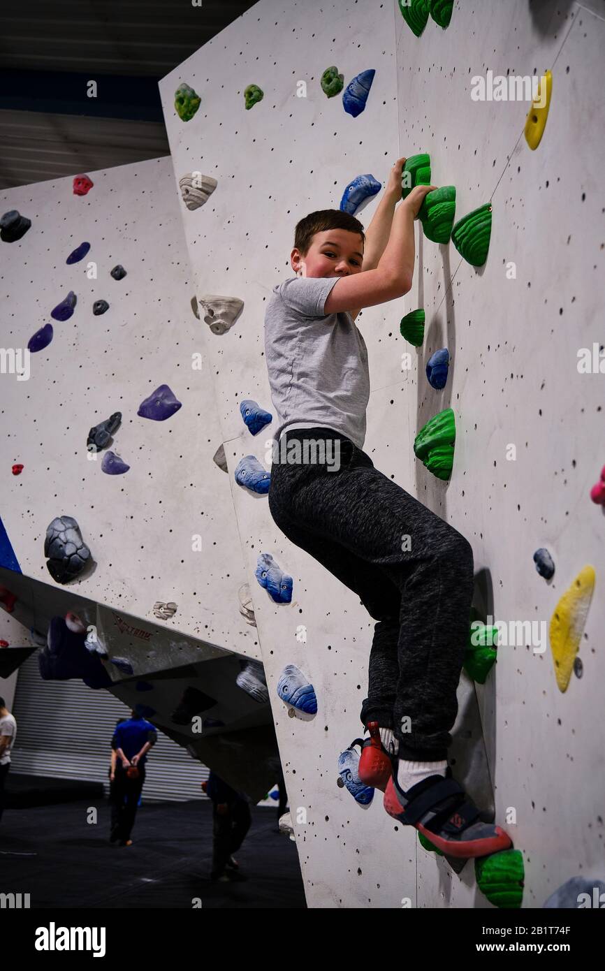 Indoor rock climbing Stock Photo - Alamy
