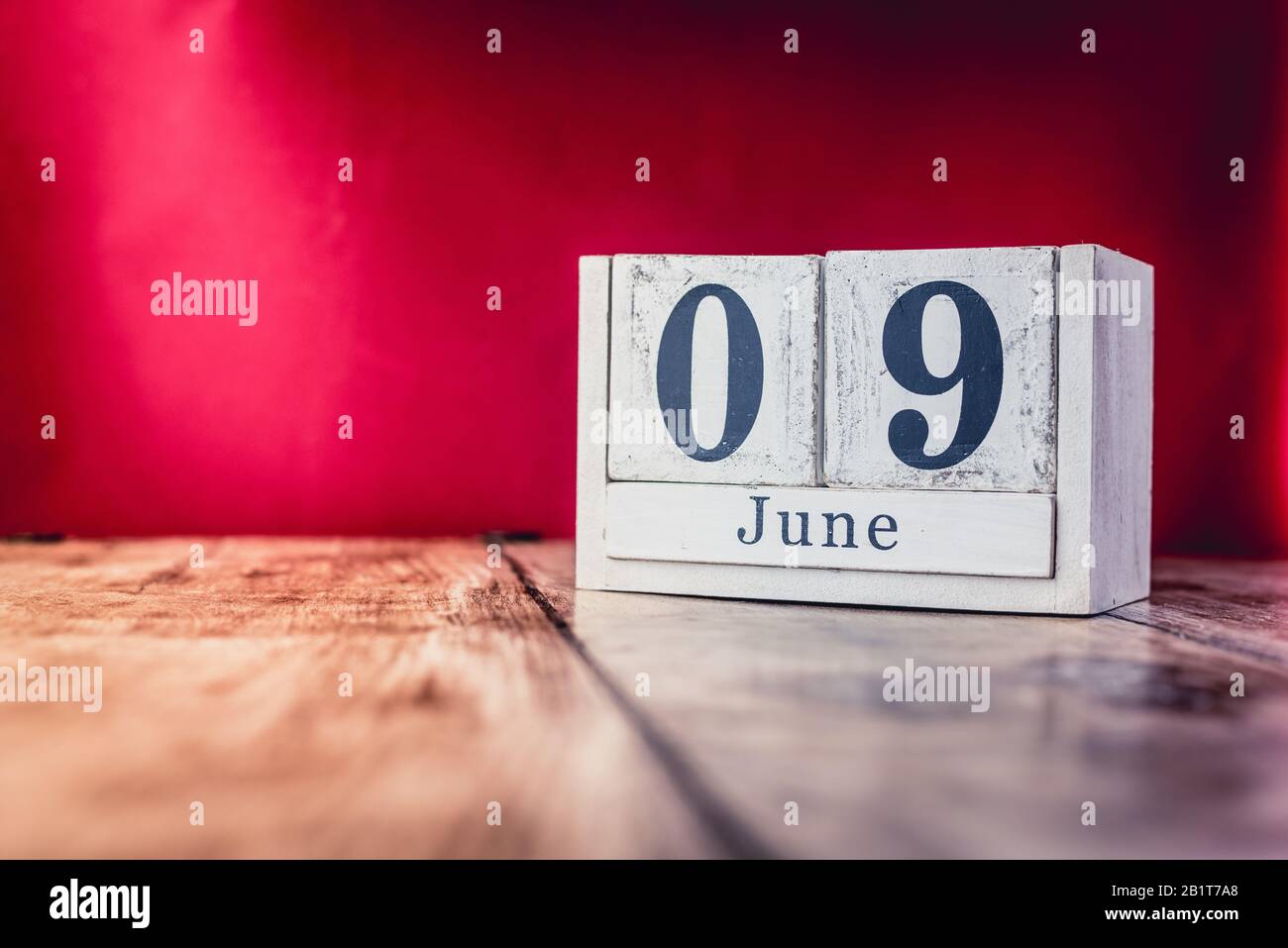 June 9th. Day 9 of month, calendar on business office table, workplace ...