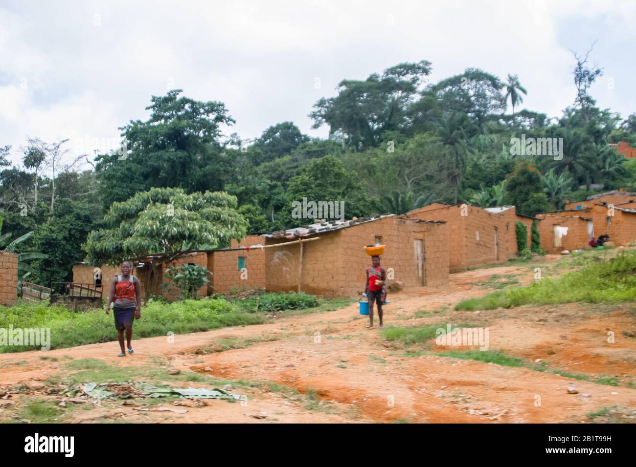 Gabela / Kwanza Sul / Angola - 02 25 2020: View of traditional village ...