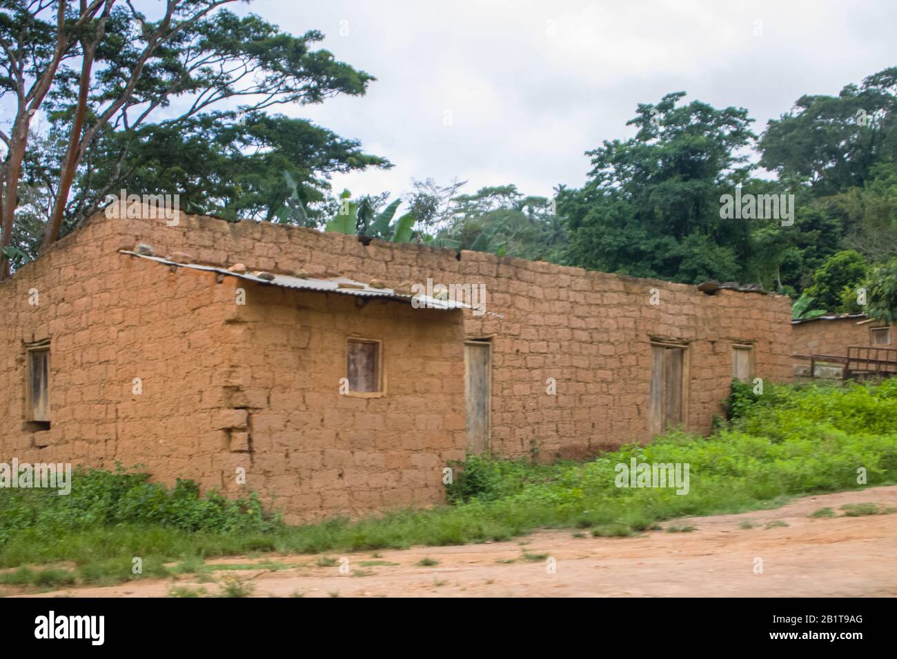 Gabela / Kwanza Sul / Angola - 02 25 2020: View of traditional village ...