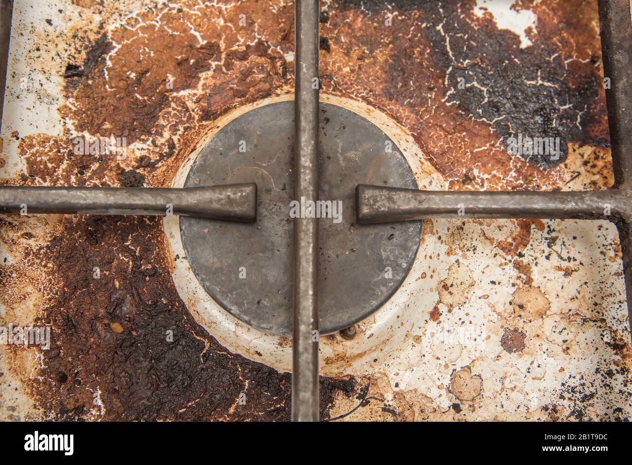 Dirty gas stove stained while cooking Stock Photo - Alamy