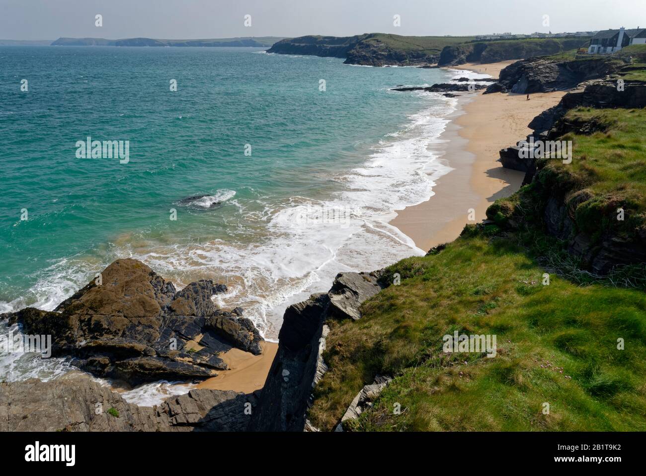 Overview of Mother Ivy’s Bay, Trevose Head, near Padstow, Cornwall, UK ...