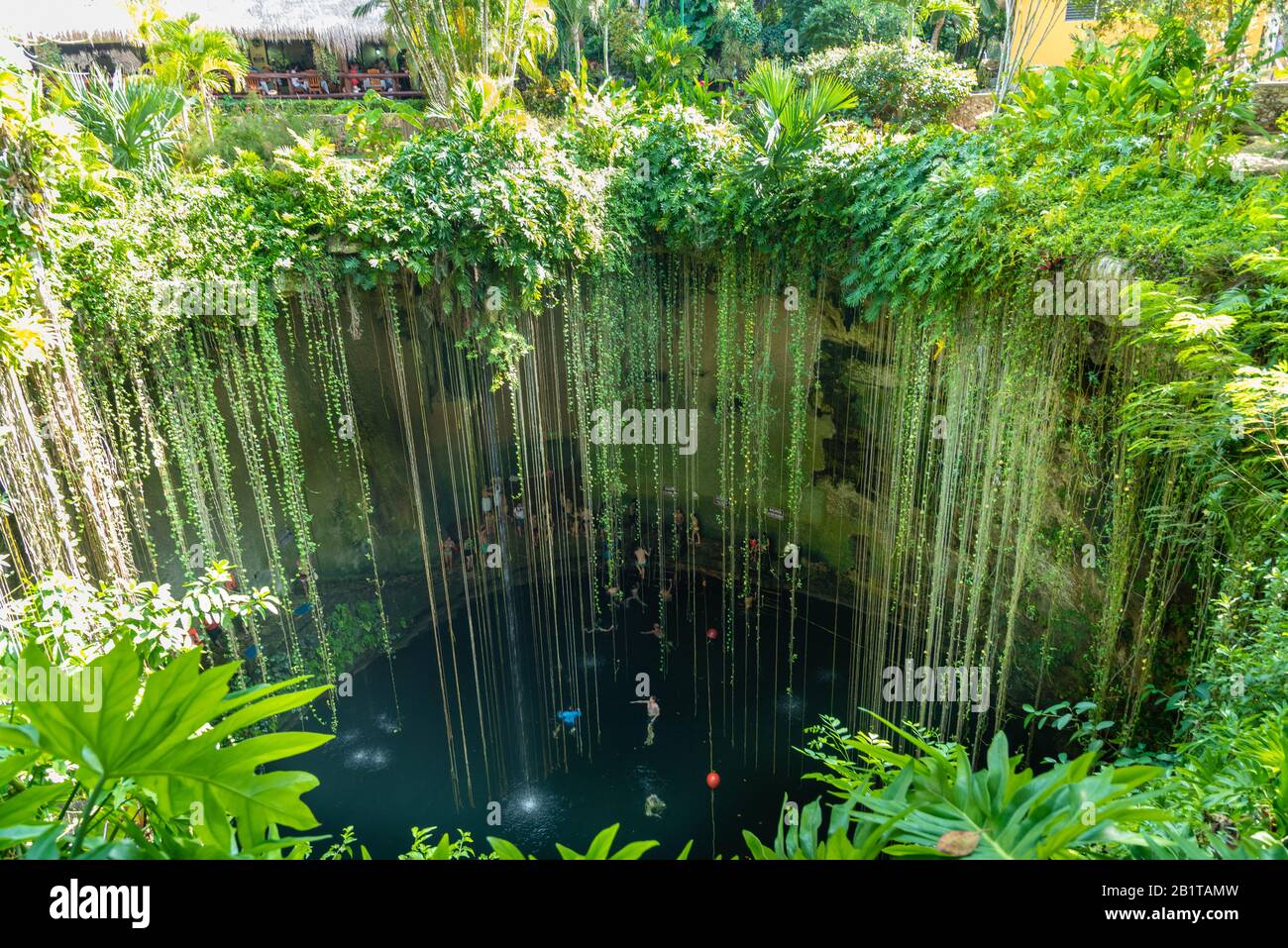 Beautiful view of Ik Kil Cenote from the top Yucatan Mexico North ...