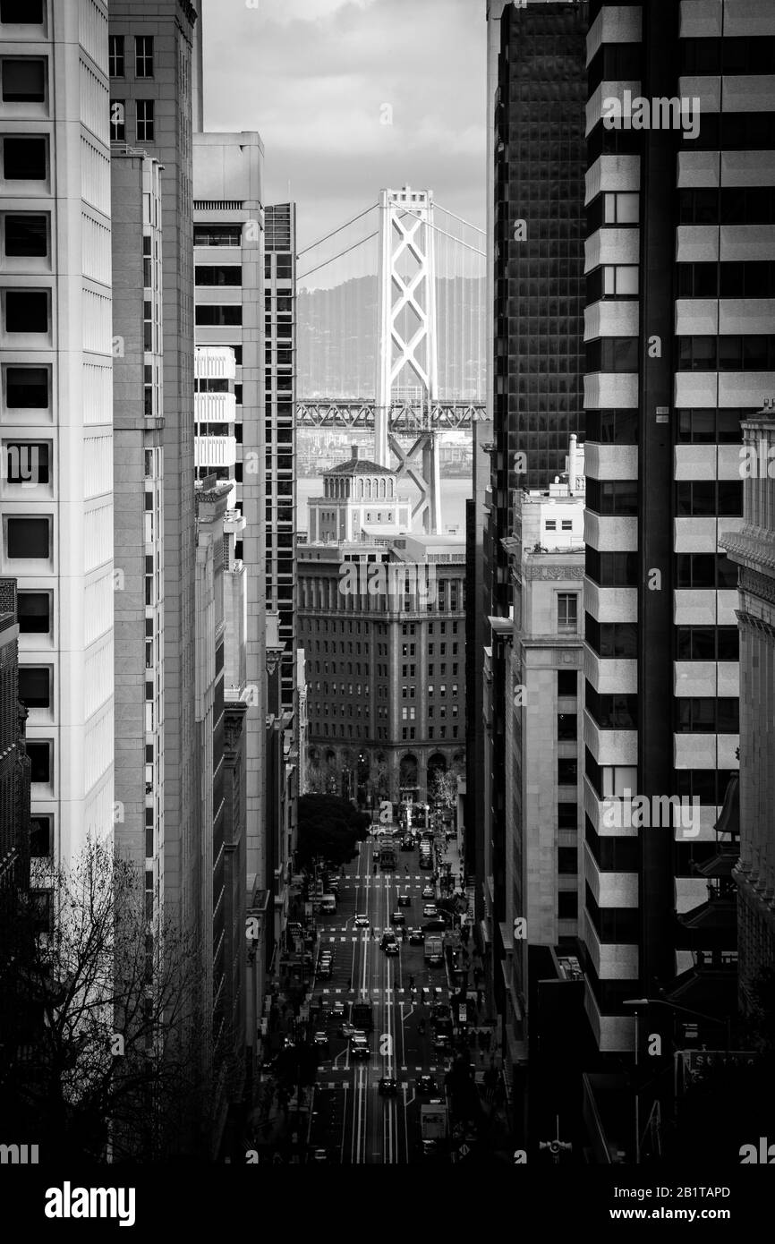 View from California Street at San Francisco's downtown, California ...
