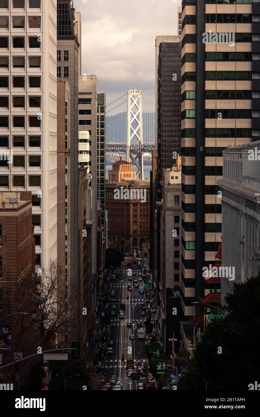 View from California Street at San Francisco's downtown, California ...