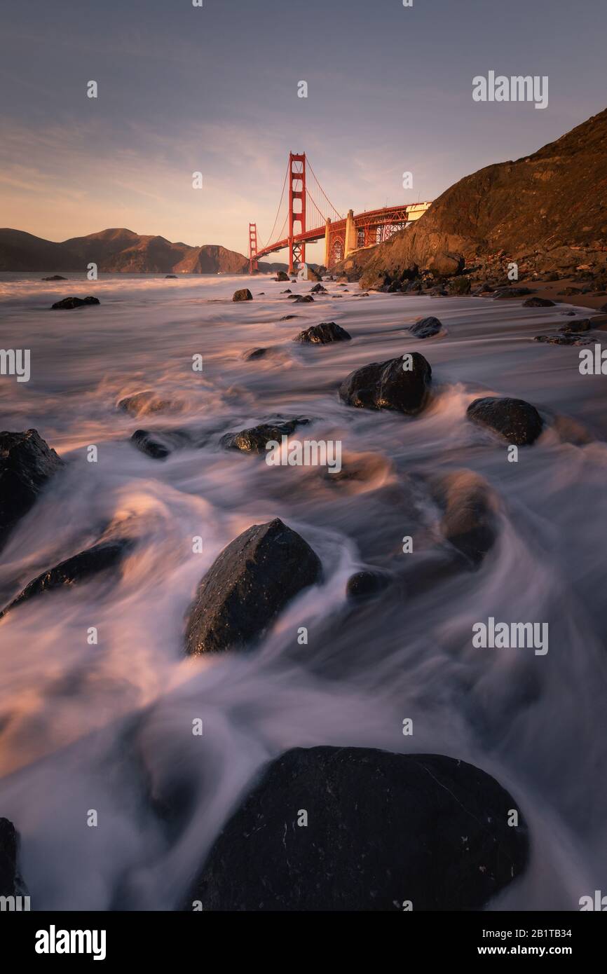 View from the Golden Gate Bridge at Marshall's Beach in San Francisco ...