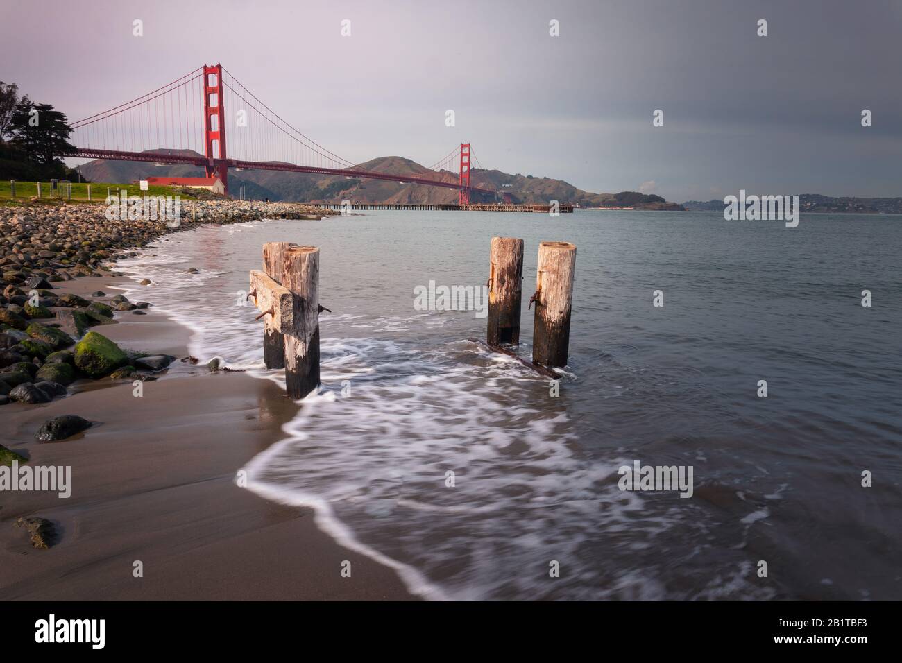 View from the Golden Gate Bridge at Marshall's Beach in San Francisco ...