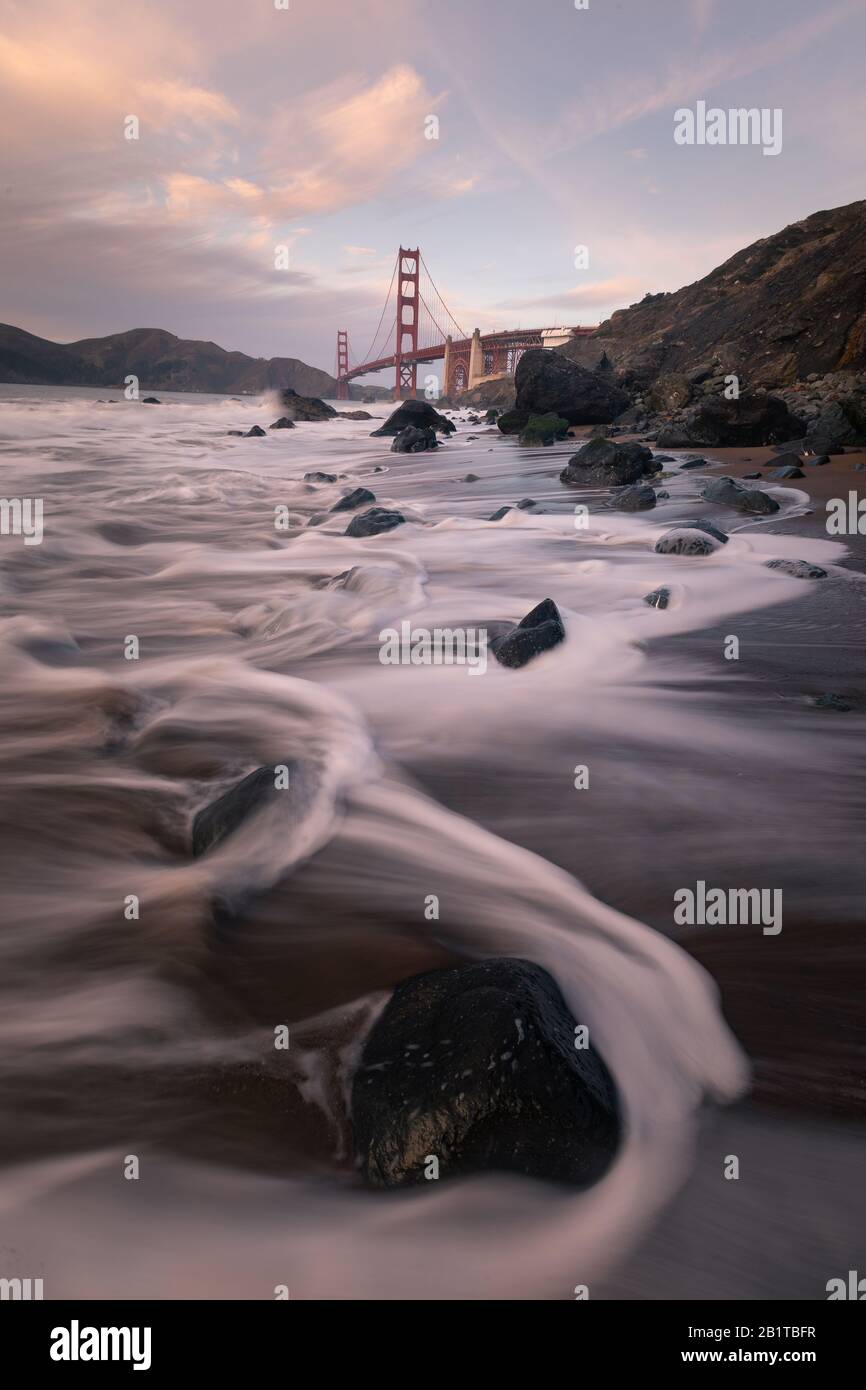 View from the Golden Gate Bridge at Marshall's Beach in San Francisco ...