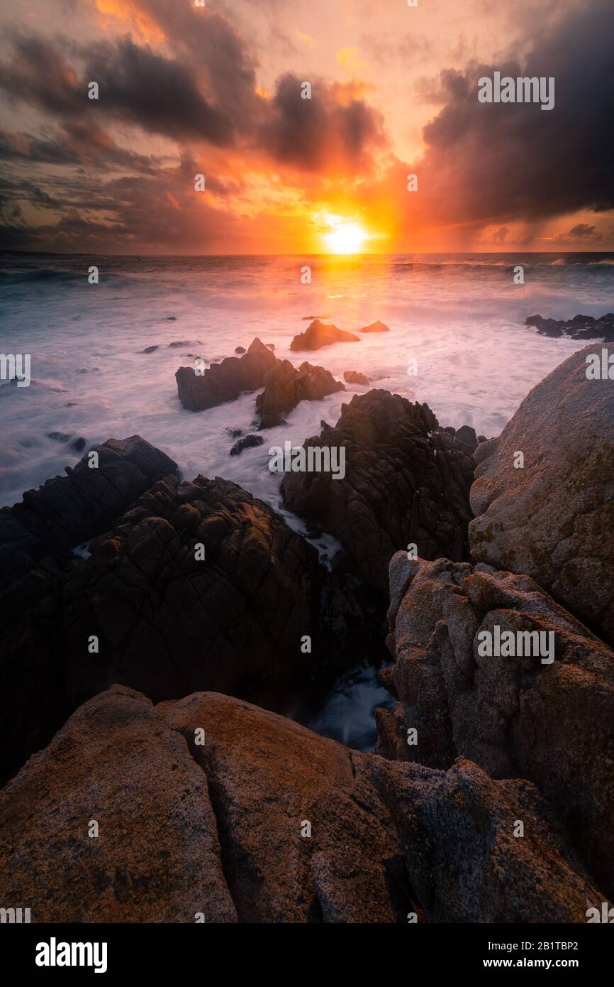 Monterey coast at sunset, California, United States Stock Photo - Alamy