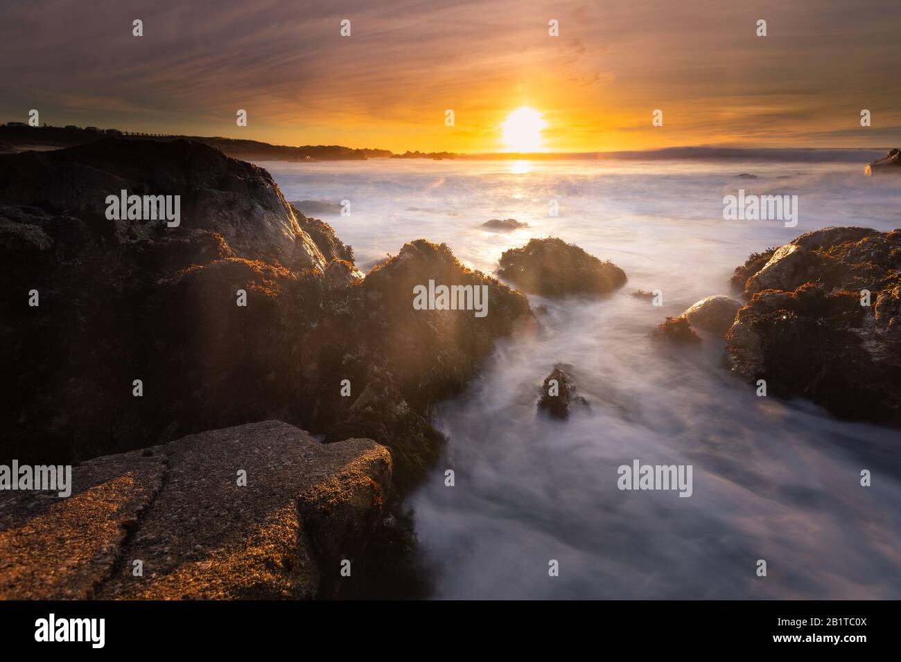 Monterey coast at sunset, California, United States Stock Photo - Alamy