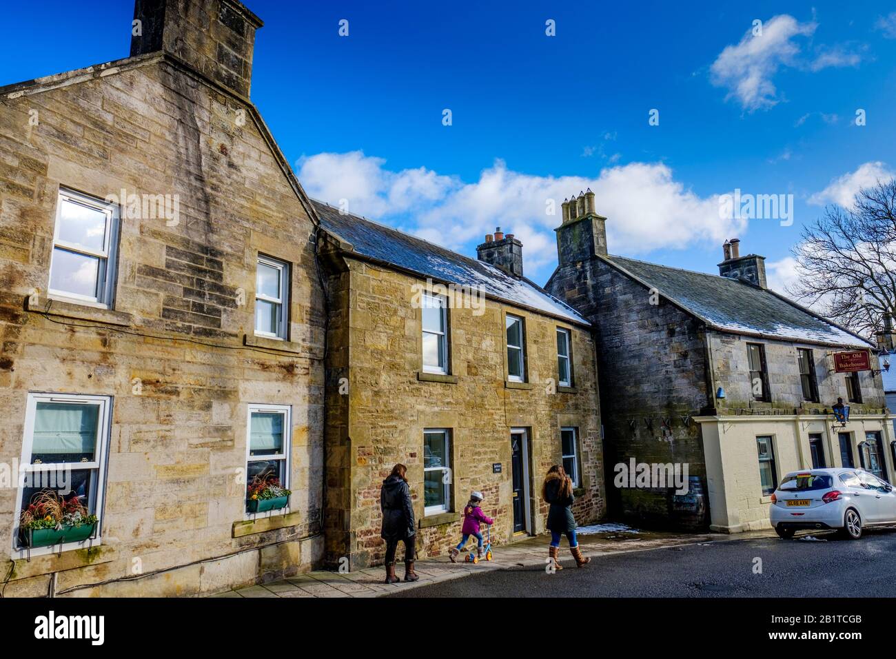 The Main Street in the village of West Linton in the Scottish Borders ...