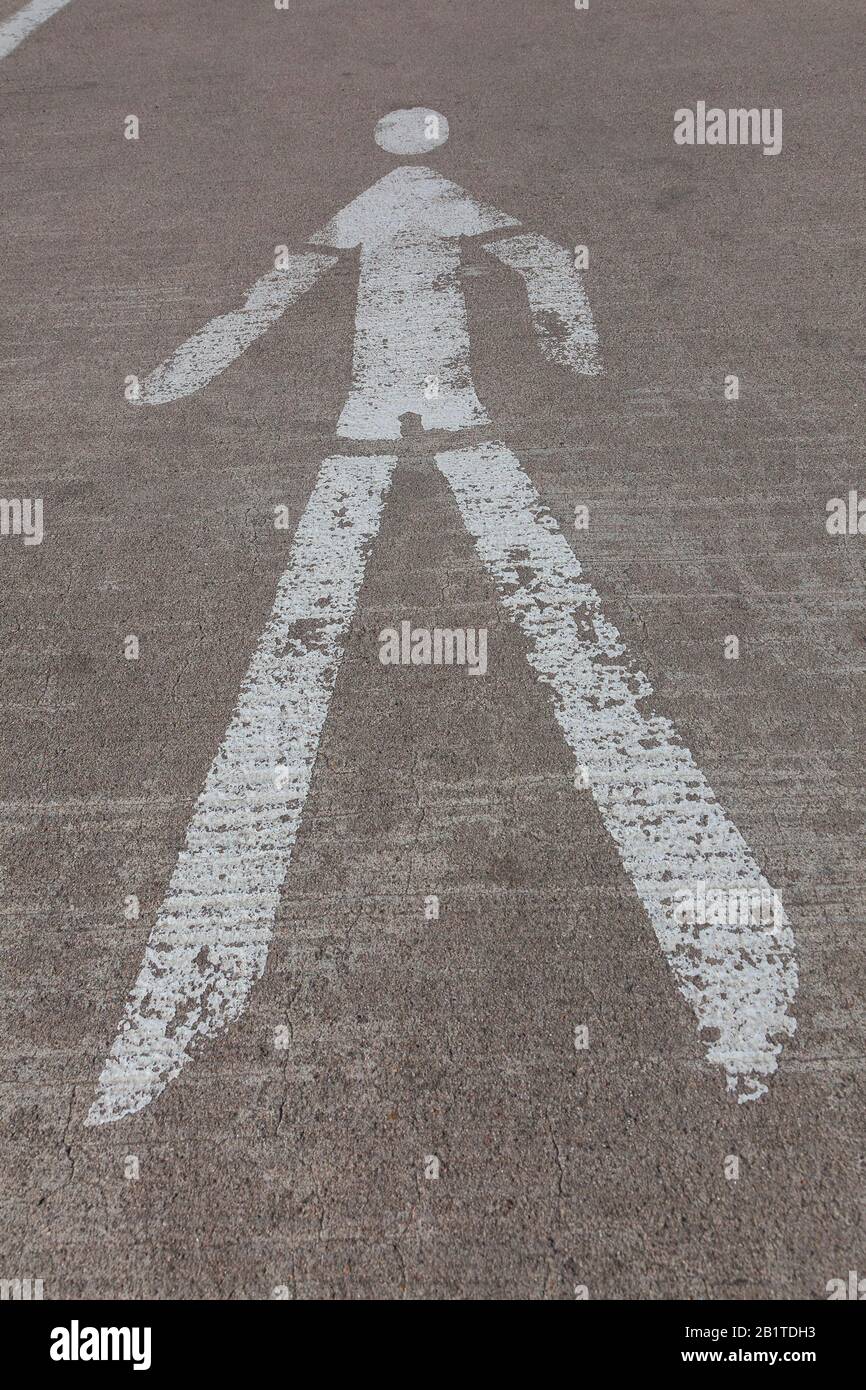 Figure pedestrian, painted on footpath, Meissen, Saxony, Germany Stock ...