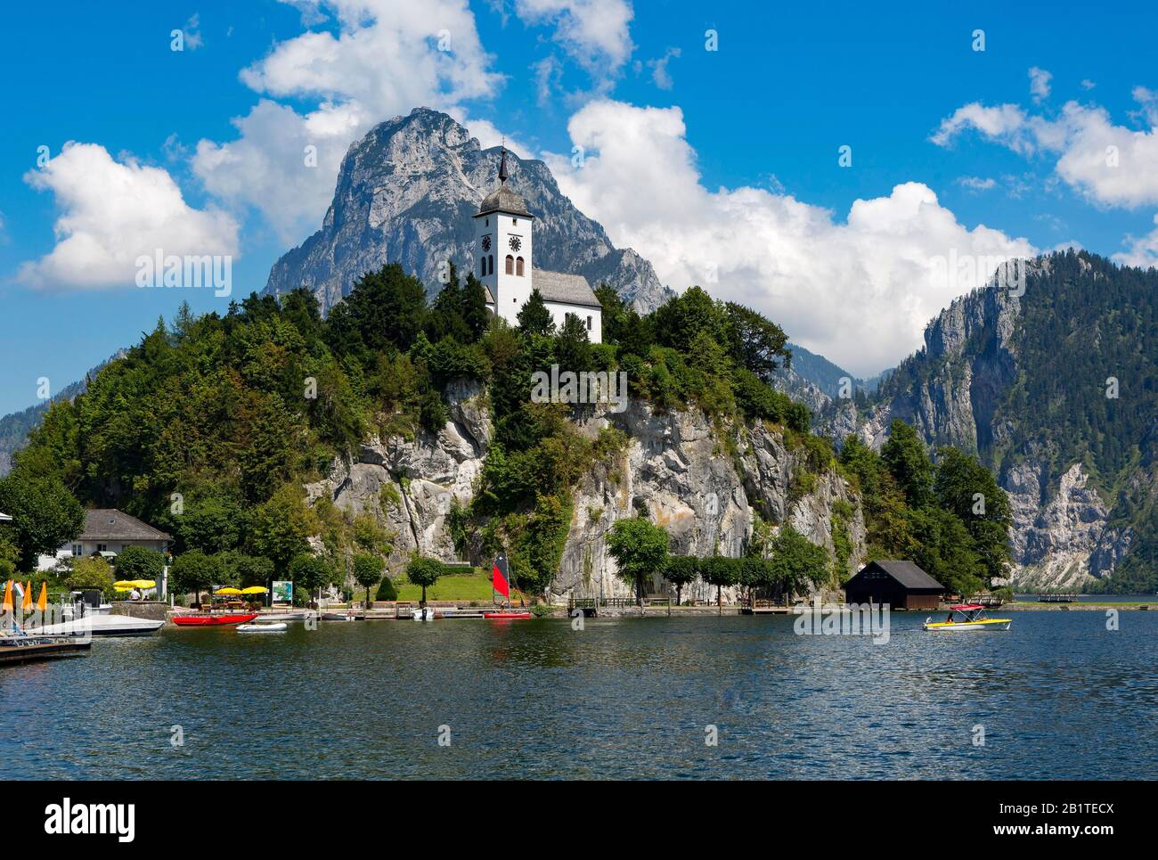 Lake Traun, Johannesberg Chapel with Traunstein,Traunkirchen ...