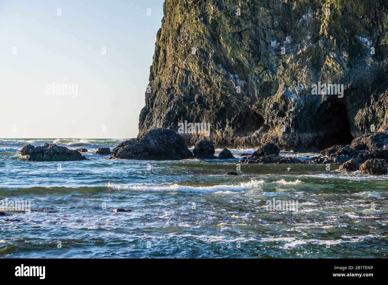 A view of a section of the famous Haystack Rock Monolith in Cannon ...