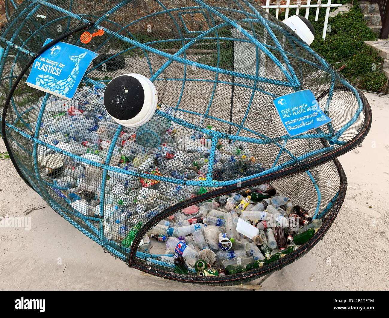 Collection of plastic waste at the beach of Hua Hin, Thailand Stock ...
