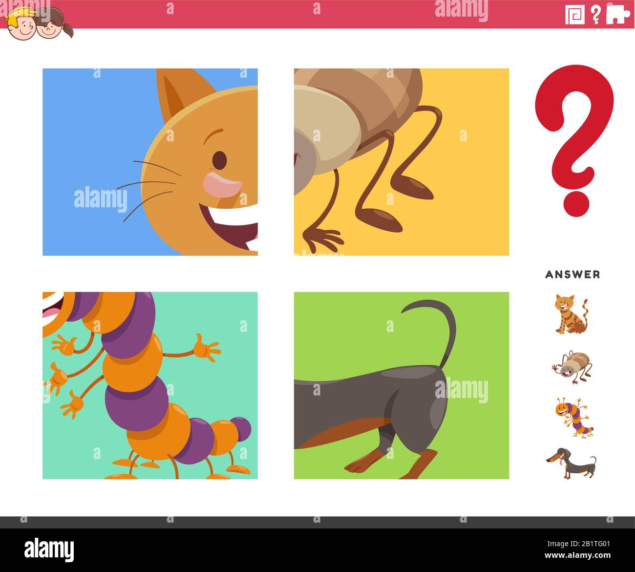 Cartoon Illustration of Educational Game of Guessing Animals Species ...