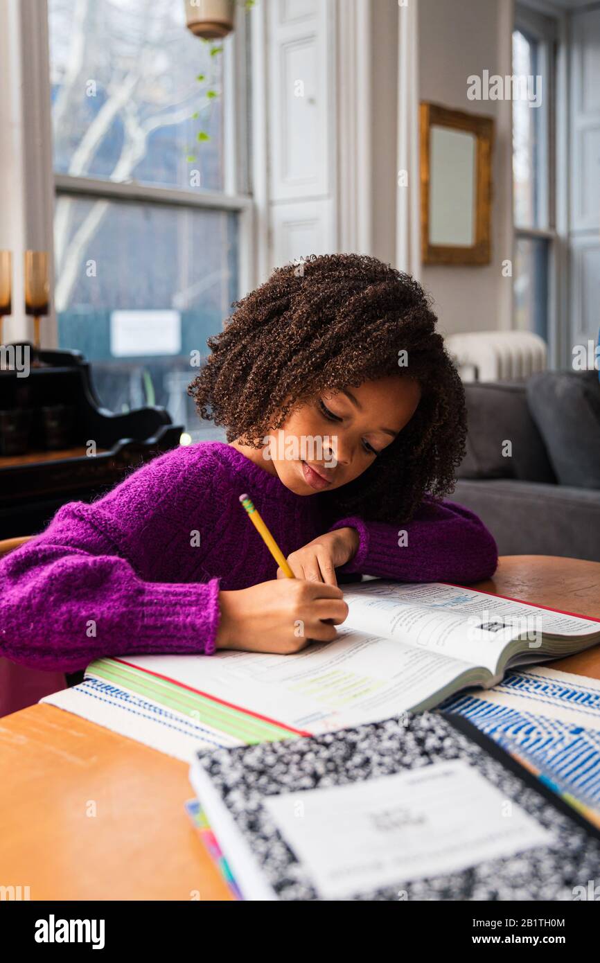 Education books homework table hi-res stock photography and images - Alamy