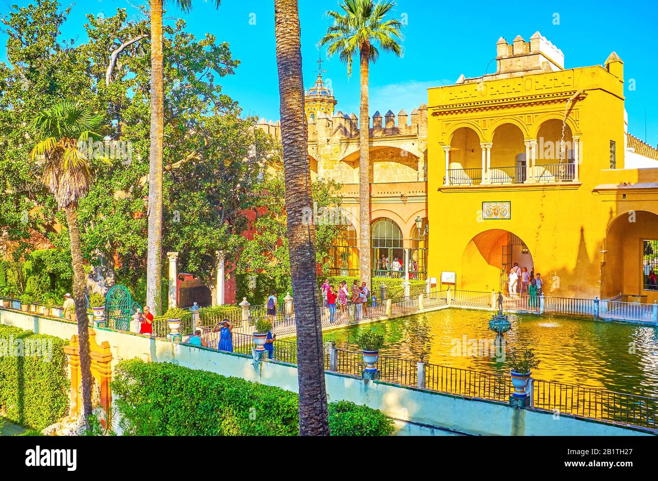SEVILLE, SPAIN - OCTOBER 1, 2019: The small Mercury Pond is the most ...