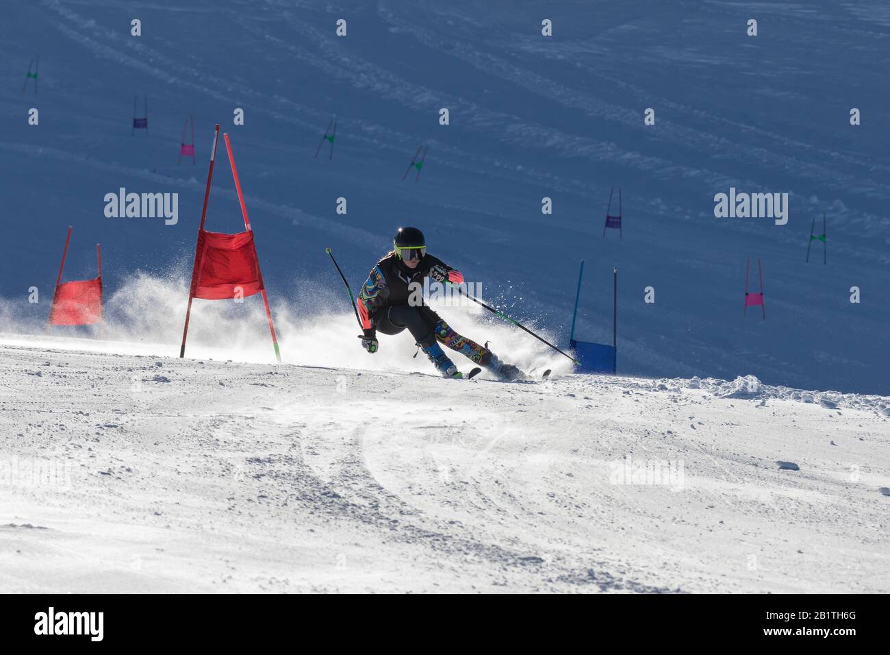 athlete in a special slalom competition Stock Photo - Alamy