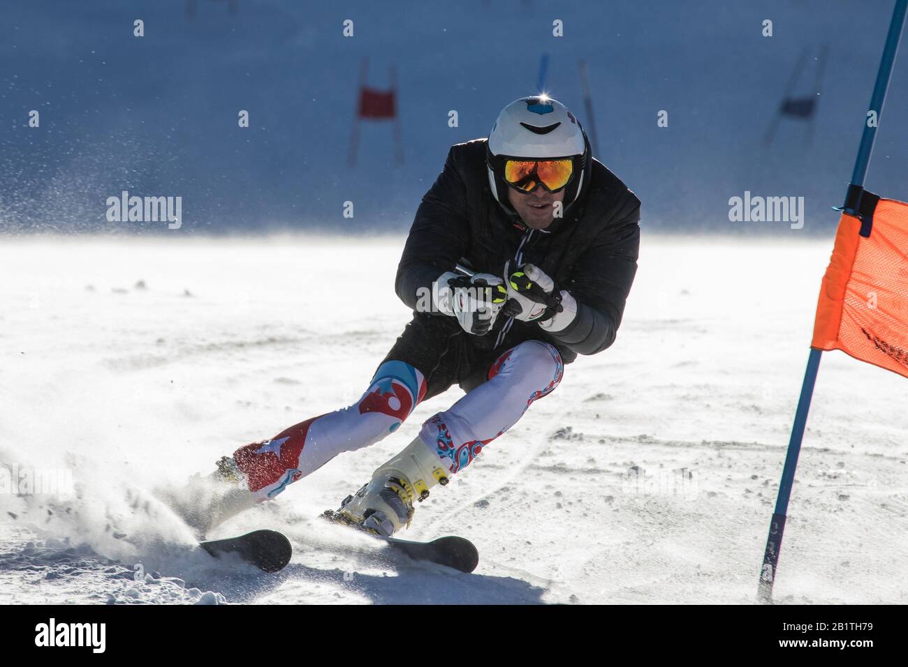 athlete in a special slalom competition Stock Photo - Alamy