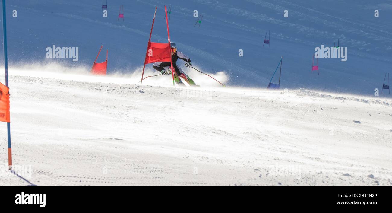 athlete in a special slalom competition Stock Photo - Alamy