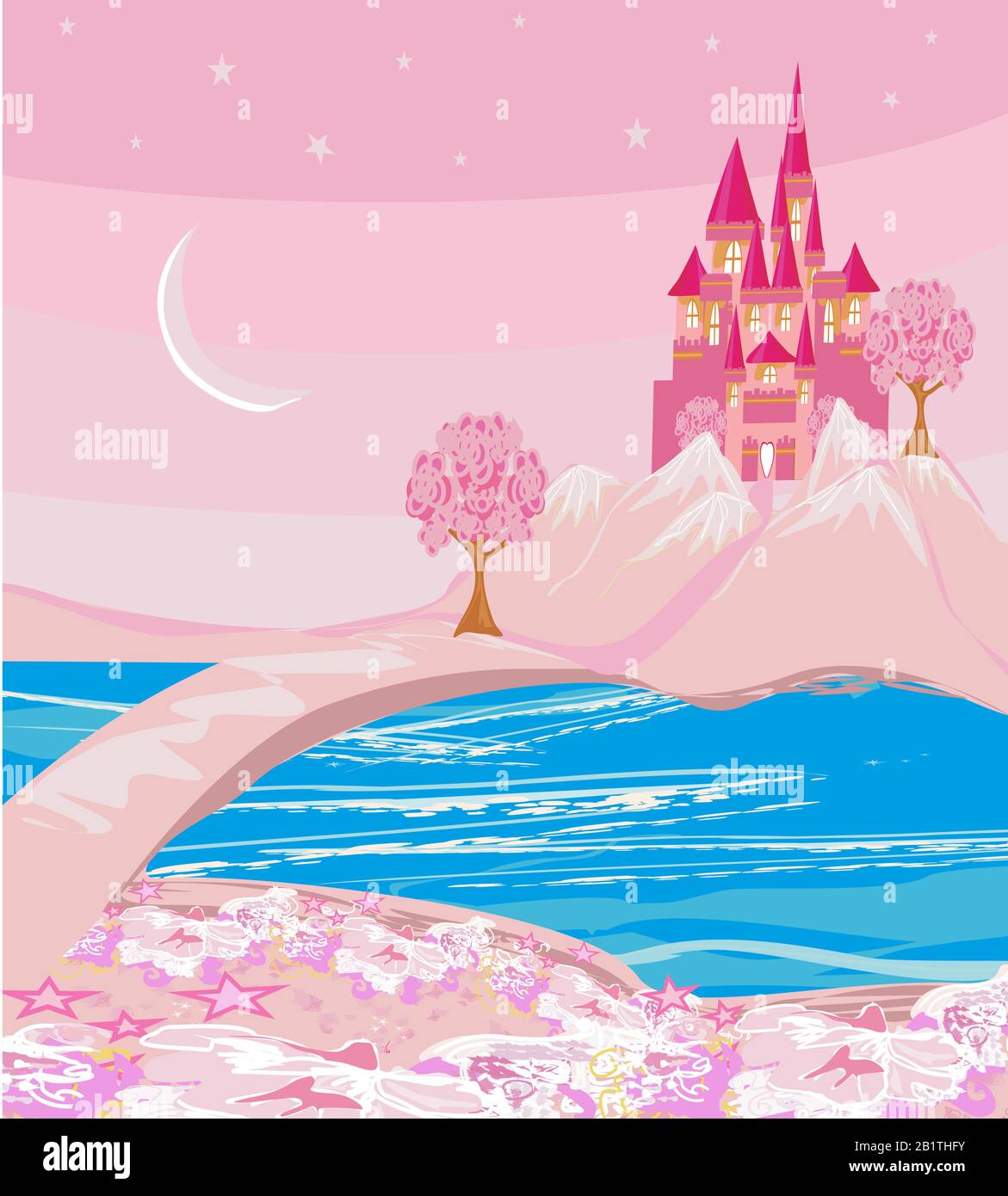 Landscape with fairytale castle in a magical land Stock Photo - Alamy