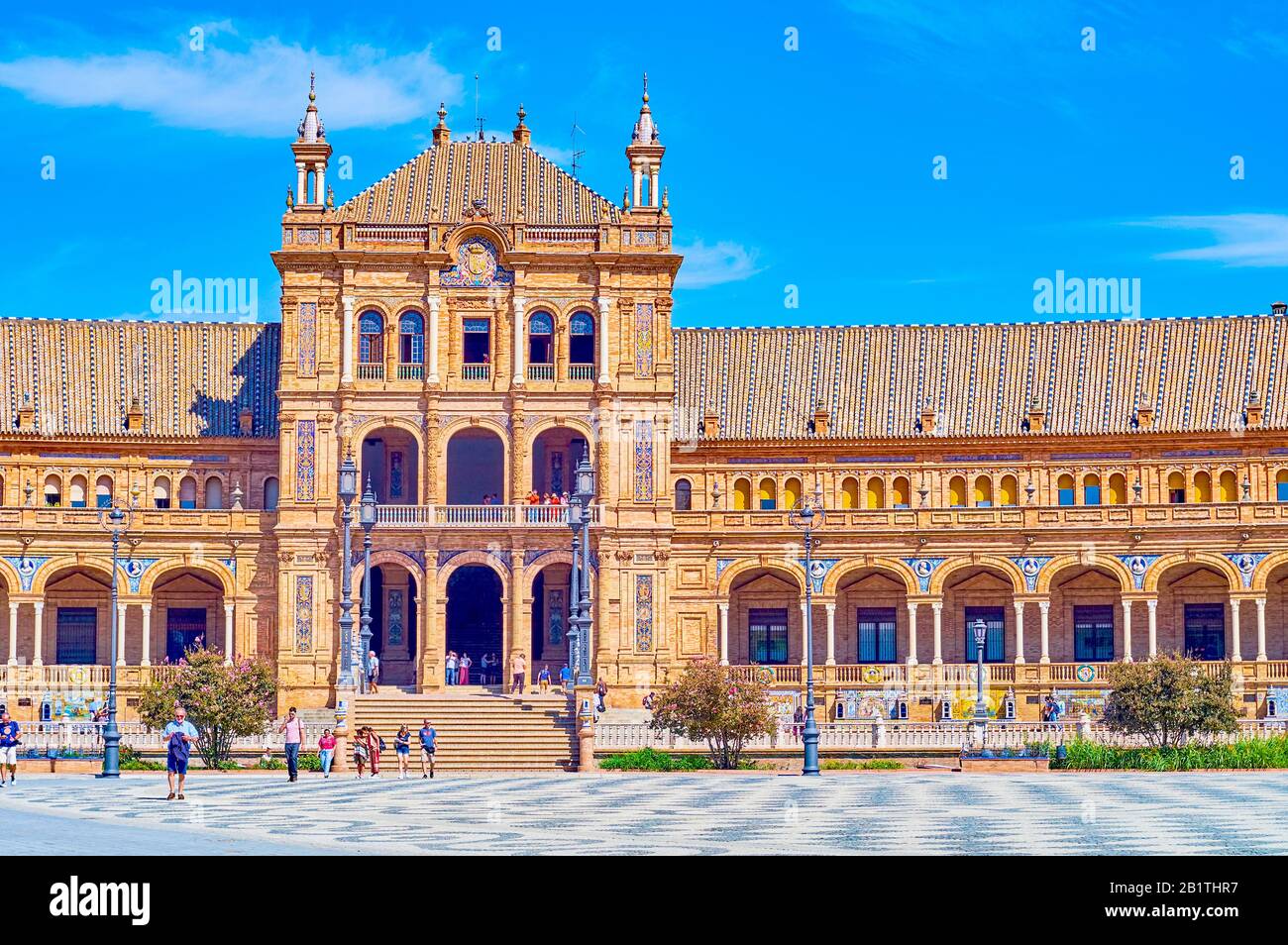 SEVILLE, SPAIN - OCTOBER 1, 2019: Beautiful buildings in Plaza de ...