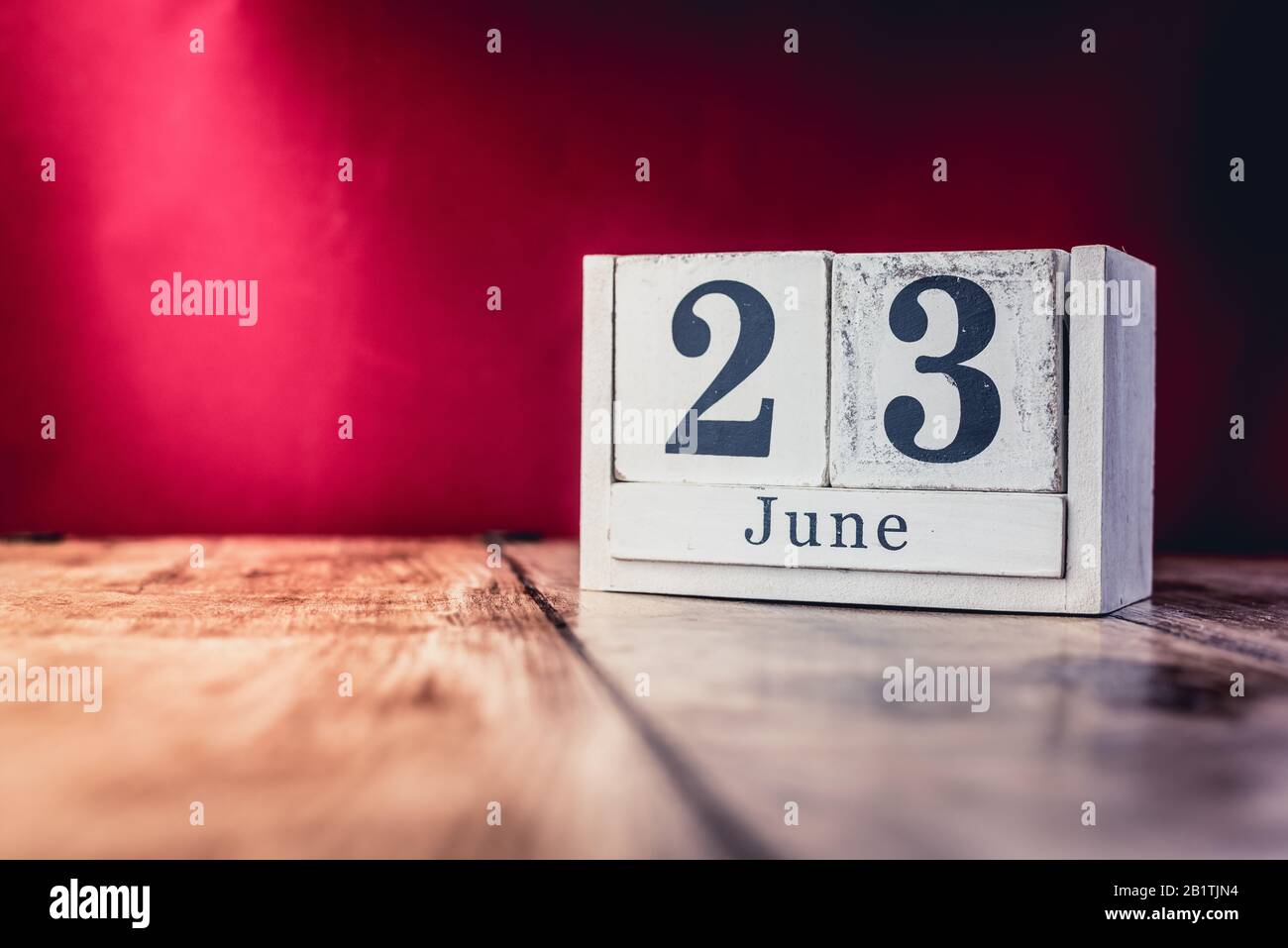 June 23rd. Day 23 of month, calendar on business office table ...