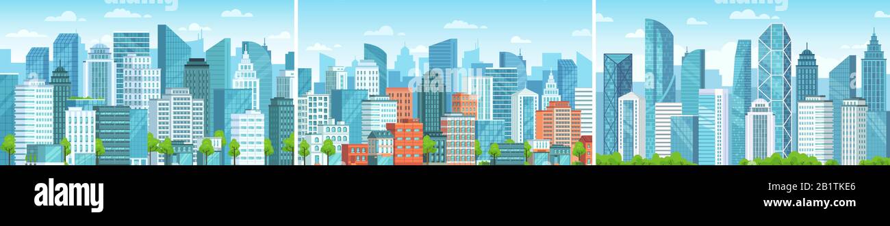 Modern cityscape. Business district skyscrapers, abstract urban ...