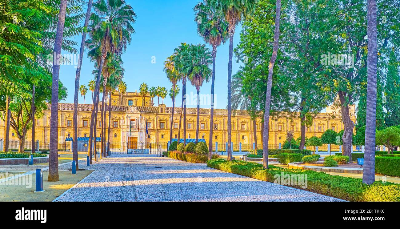 SEVILLE, SPAIN - OCTOBER 1, 2019: The Andalusian Parliament building in ...
