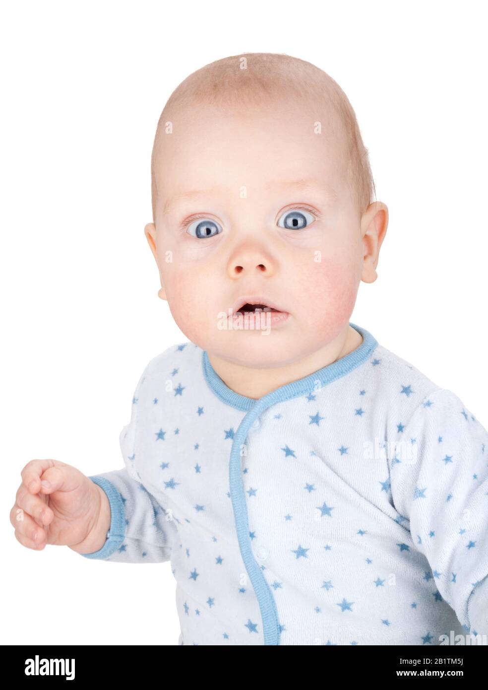 Cute serious baby boy. Isolated on white background Stock Photo - Alamy