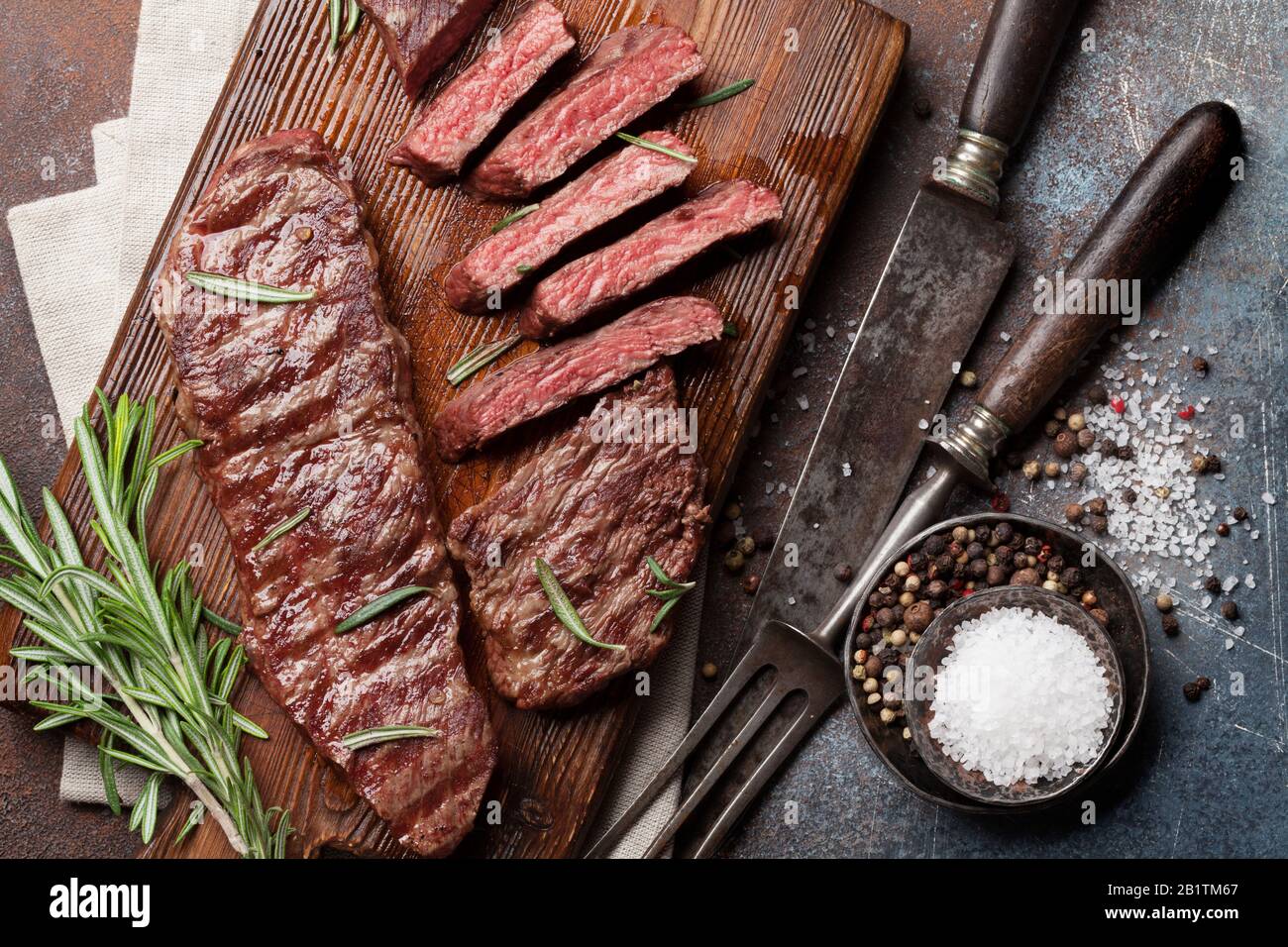 Top blade or denver grilled steak over cutting board. Top view Stock ...