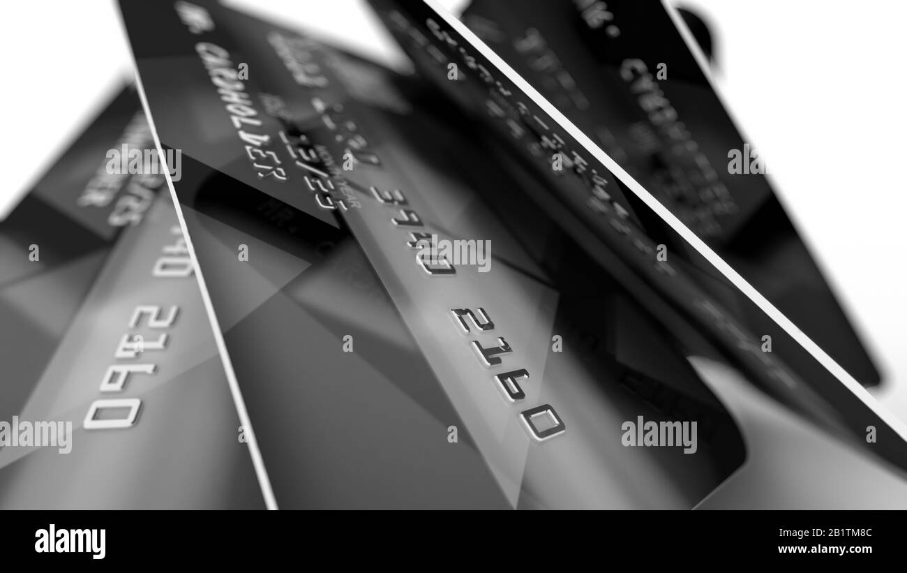 Inspiring 3d illustration of modern credit cards with lines of digits ...