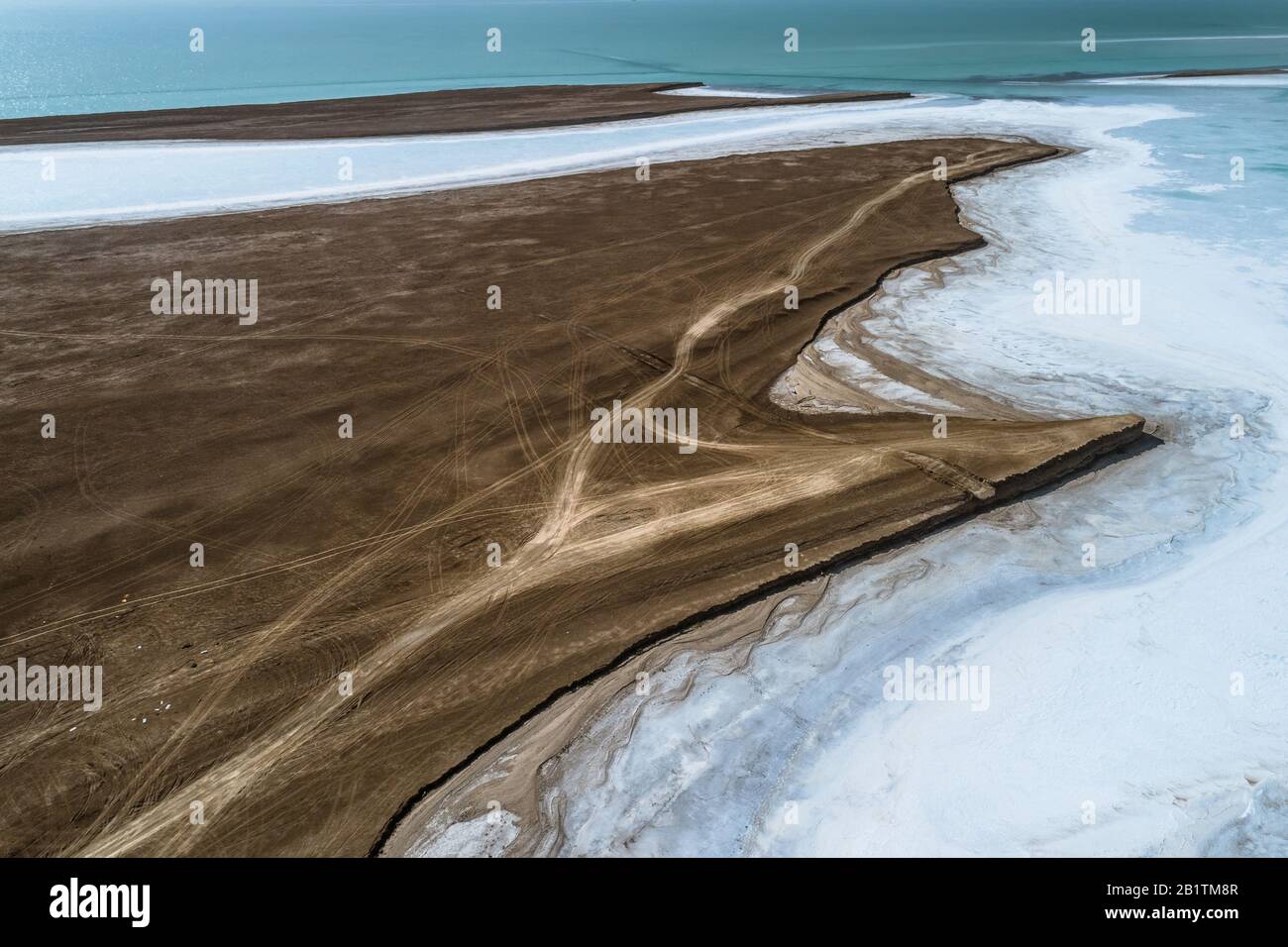 aerial view of the shoreside of a salt lake Stock Photo - Alamy