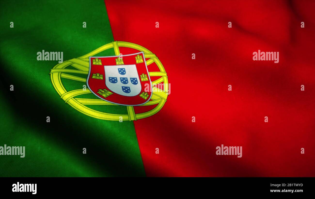 Portugal flag waving in the wind. National flag of Portugal. Sign of ...