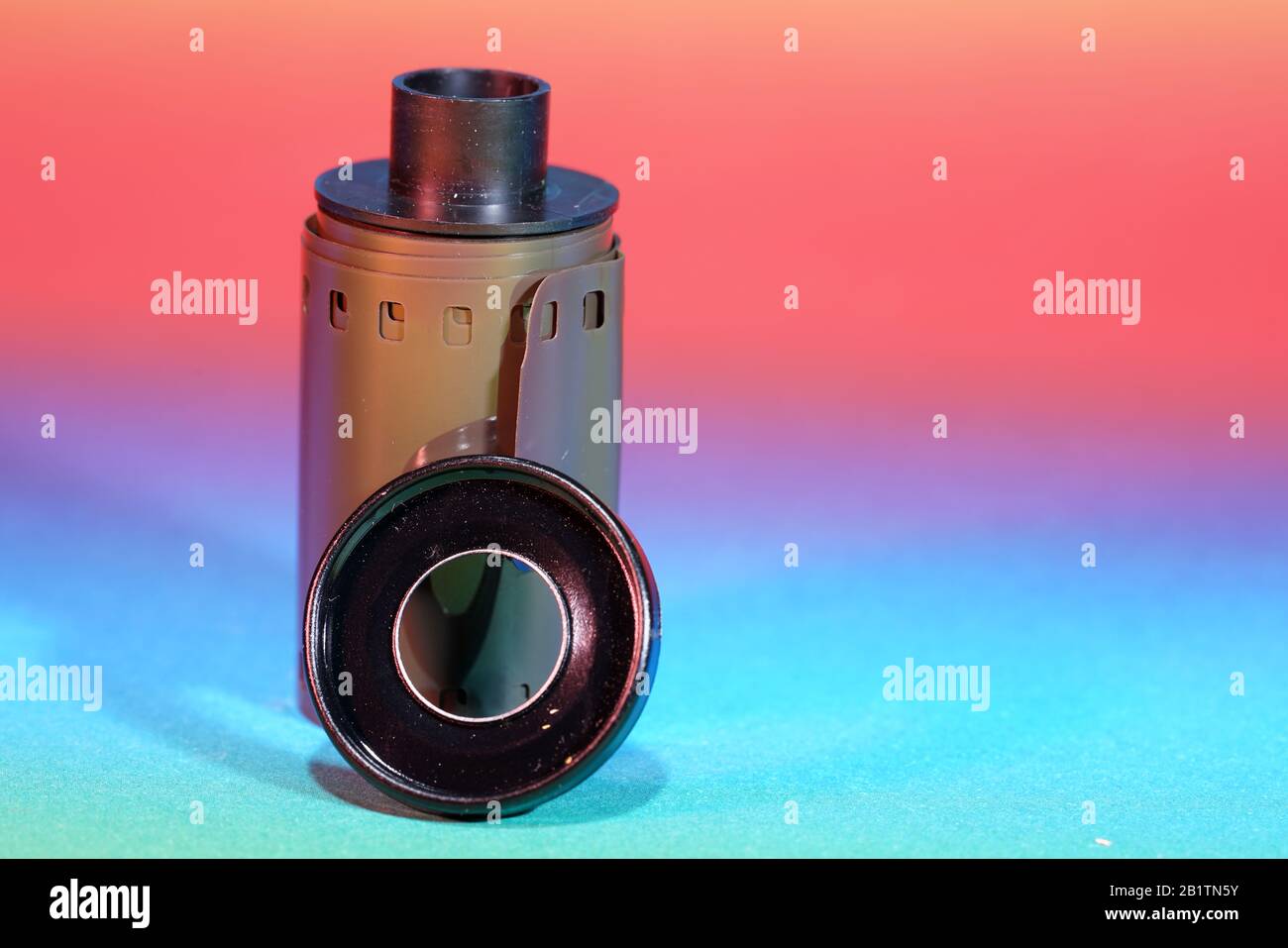 Film of an analogue camera with colorful background photographed in the ...