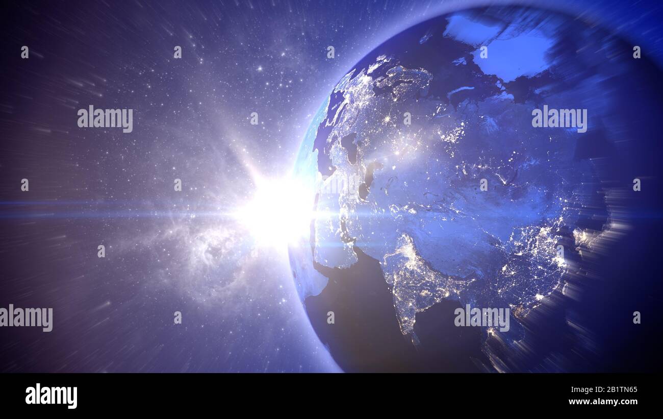 Impressive 3d rendering of the globe with all oceans and continents ...