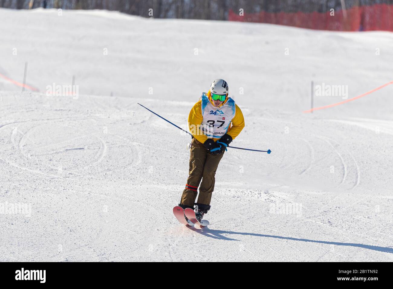 Downhill skiing and snowboarding Stock Photo - Alamy